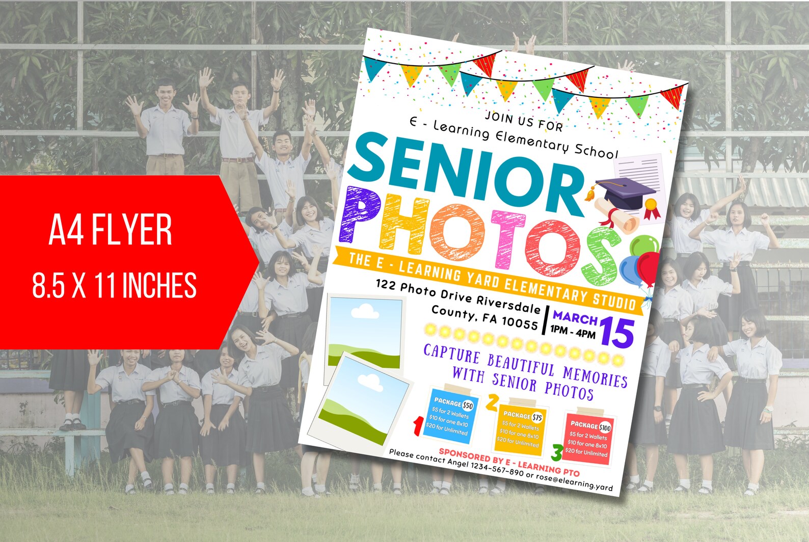 EDITABLE Senior School Photos Flyer, Graduation Photography, Printable ...
