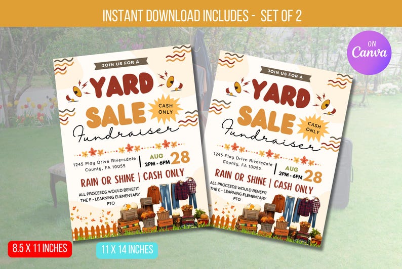 EDITABLE Yard Sale Fundraiser Flyer Template, Neighborhood Yard Sale ...