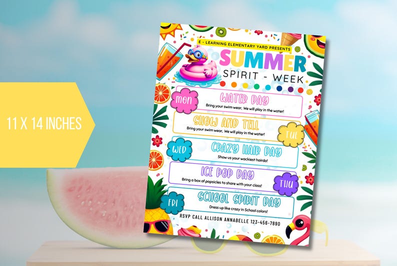 EDITABLE Summer Spirit Week, Itinerary Schedule, Printable Spirit Week ...
