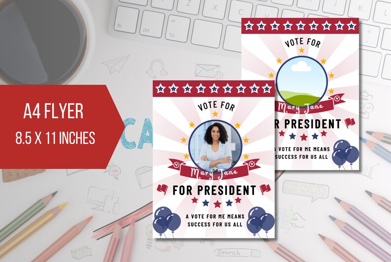 EDITABLE Presidential Campaign Poster, Class Campaign President, High ...