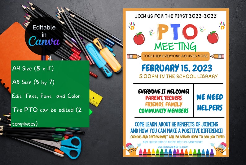 EDITABLE PTO PTA Meeting Handout Flyer School Fundraiser - Etsy