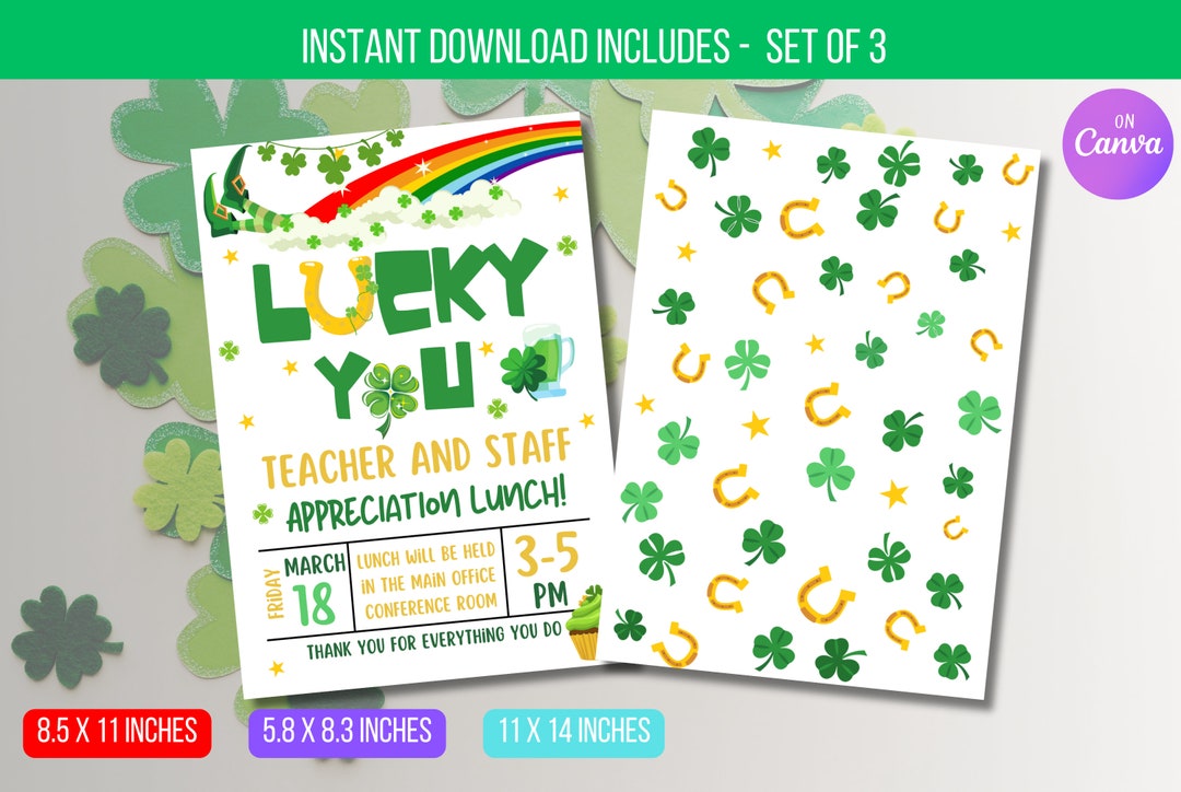 EDITABLE St Patrick Teacher and Staff Appreciation Flyer, Teacher Staff ...