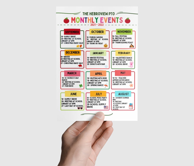 Editable Monthly Event Calendar Flyer Template, Year at a Glance ...