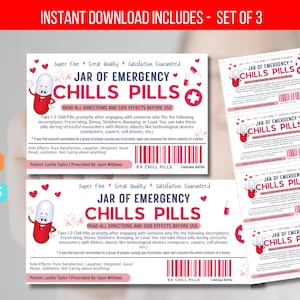 EDITABLE Chill Pill Label, Funny Gag Gift Professional Office Gift ...