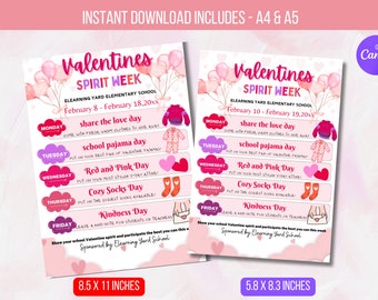 Valentines Spirit Week School Flyer. Festive Spirit Week PTO Flyer ...