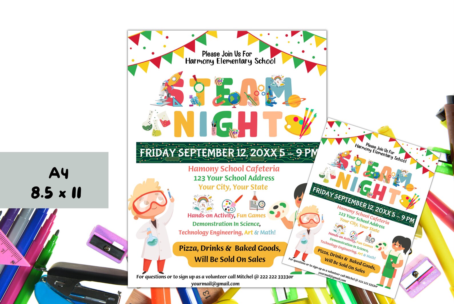 EDITABLE Family Steam Night Flyer School PTA PTO Flyer - Etsy