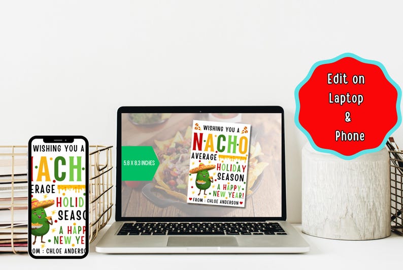 EDITABLE Nacho Average Christmas Gift Tag, Nachos Holiday Gift Tag ...