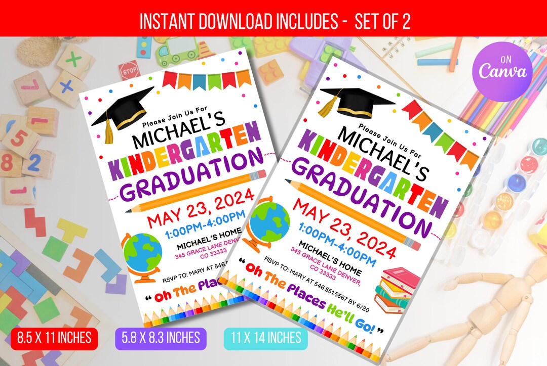 EDITABLE Kindergarten Graduation Invitation Flyer, Printable ...