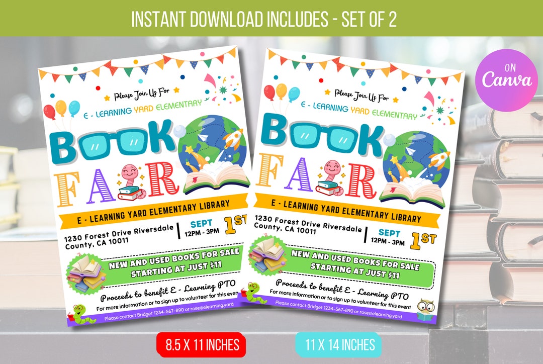 EDITABLE Book Fair Flyer Printable School Fundraiser Invitation ...
