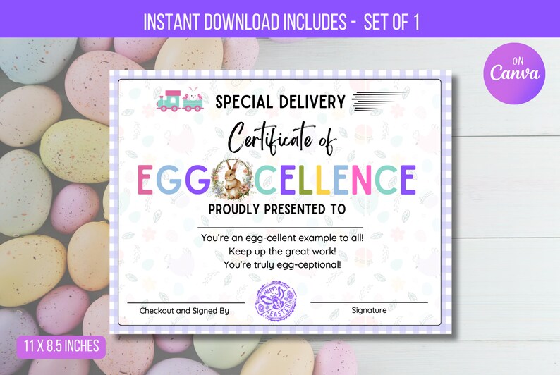 EDITABLE Easter Certificate of Egg-cellence, Easter Party, Easter Egg ...