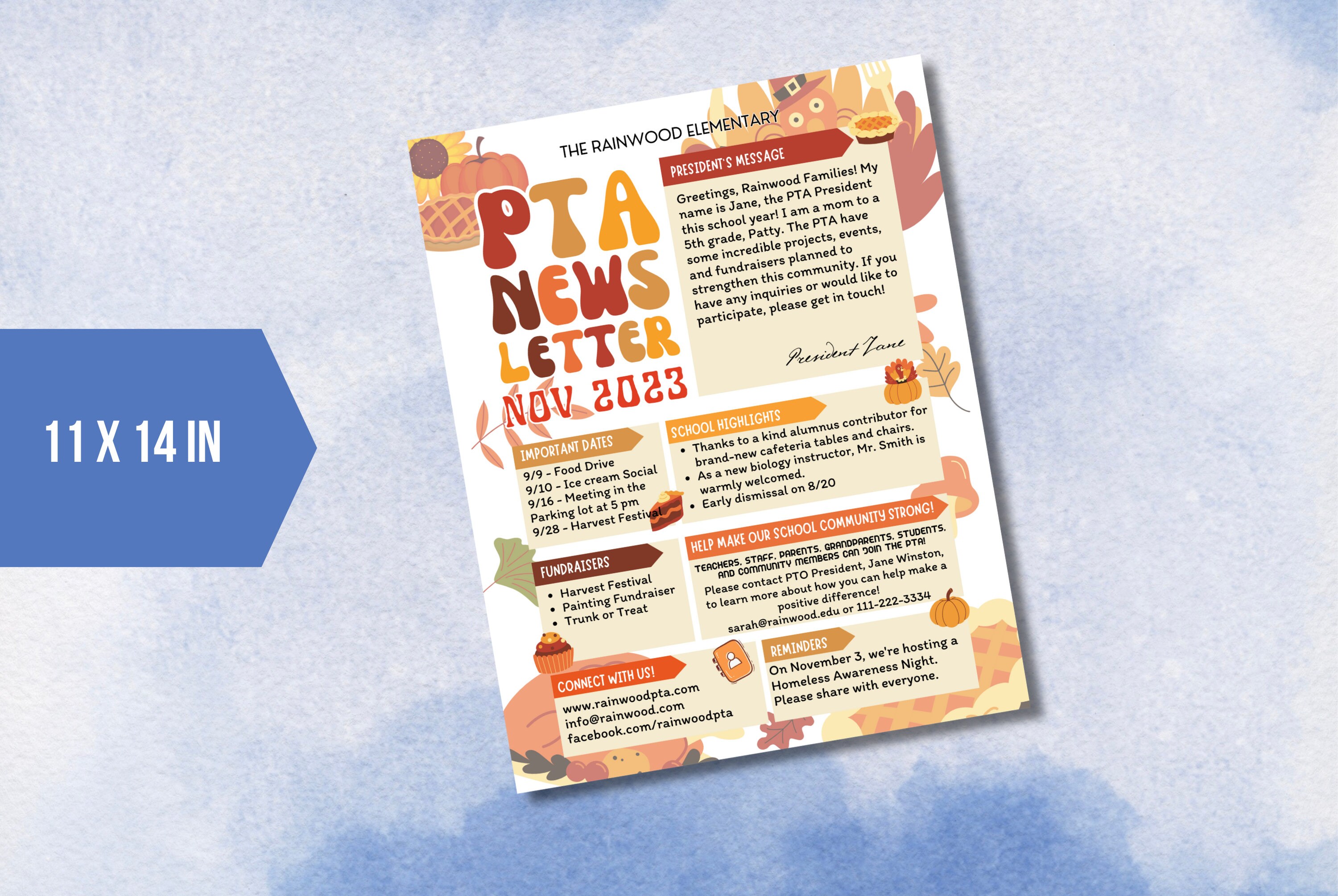 EDITABLE November PTA Newsletter Flyer Template Printable - Etsy
