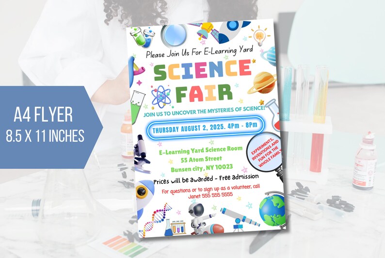 EDITABLE Science Fair Flyer, School Academic Festival Flyer, PTO PTA ...