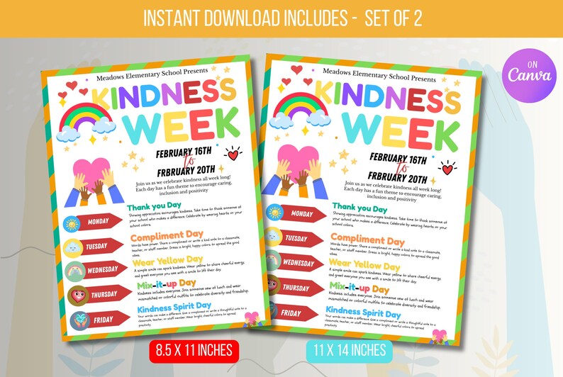 EDITABLE Kindness Week Flyer, Itinerary Diversity Inclusion, Printable ...