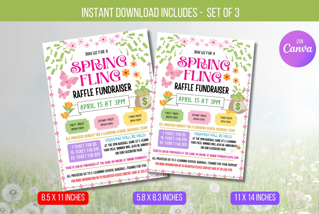 EDITABLE Spring Fling Raffle Fundraiser, Easter Festival Fundraiser ...