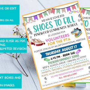 EDITABLE Volunteer Recruitment Flyer, Printable Handout, School ...