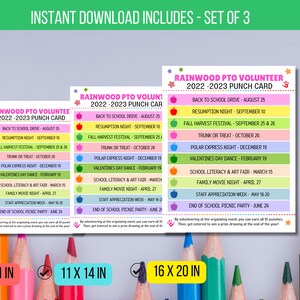PRINTABLE Volunteer Punch Card Template, PTO PTA Volunteer Template ...