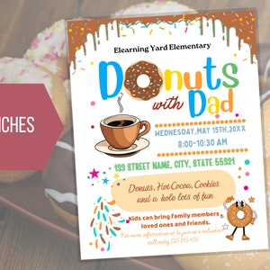 EDITABLE Donuts With Dad Flyer, Printable Donuts With Dad Invitation ...
