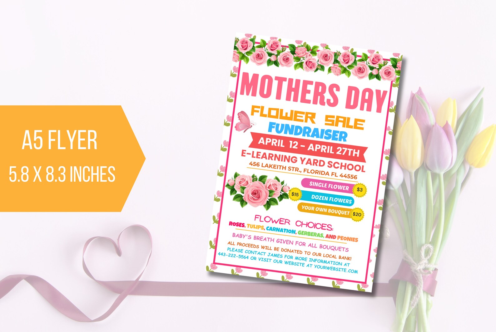EDITABLE Mother's Day Flower Fundraiser Flyer, Printable Invite ...