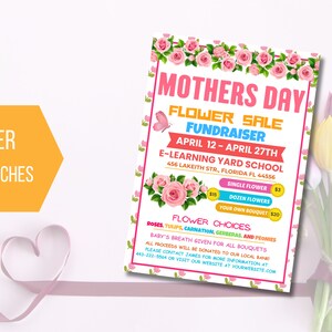 EDITABLE Mother's Day Flower Fundraiser Flyer, Printable Invite ...