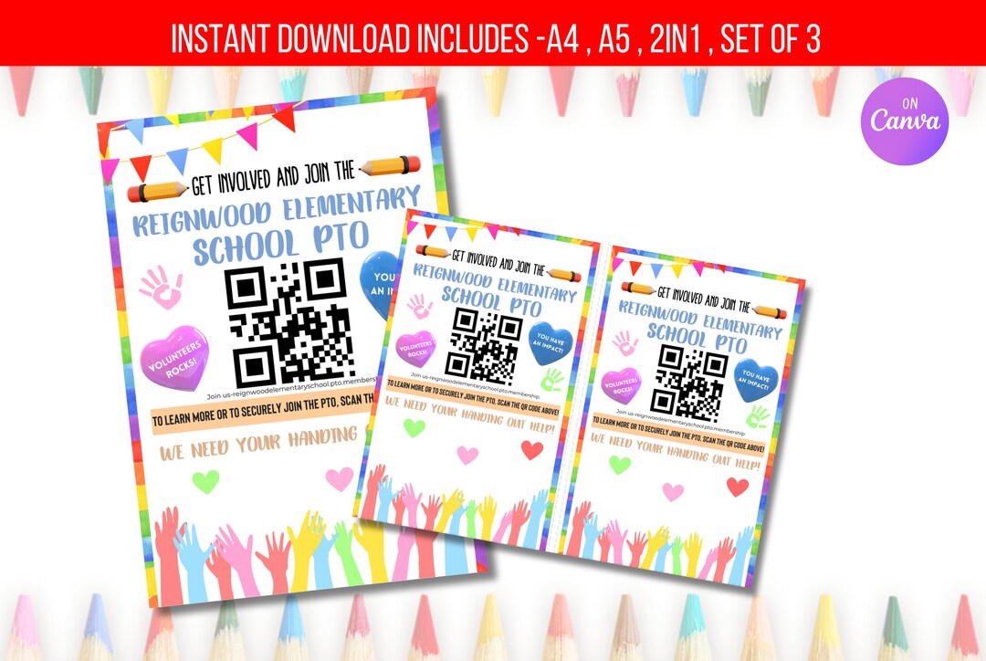 EDITABLE School Pto PTA Recruitment Flyer W QR Code, Printable Handout ...