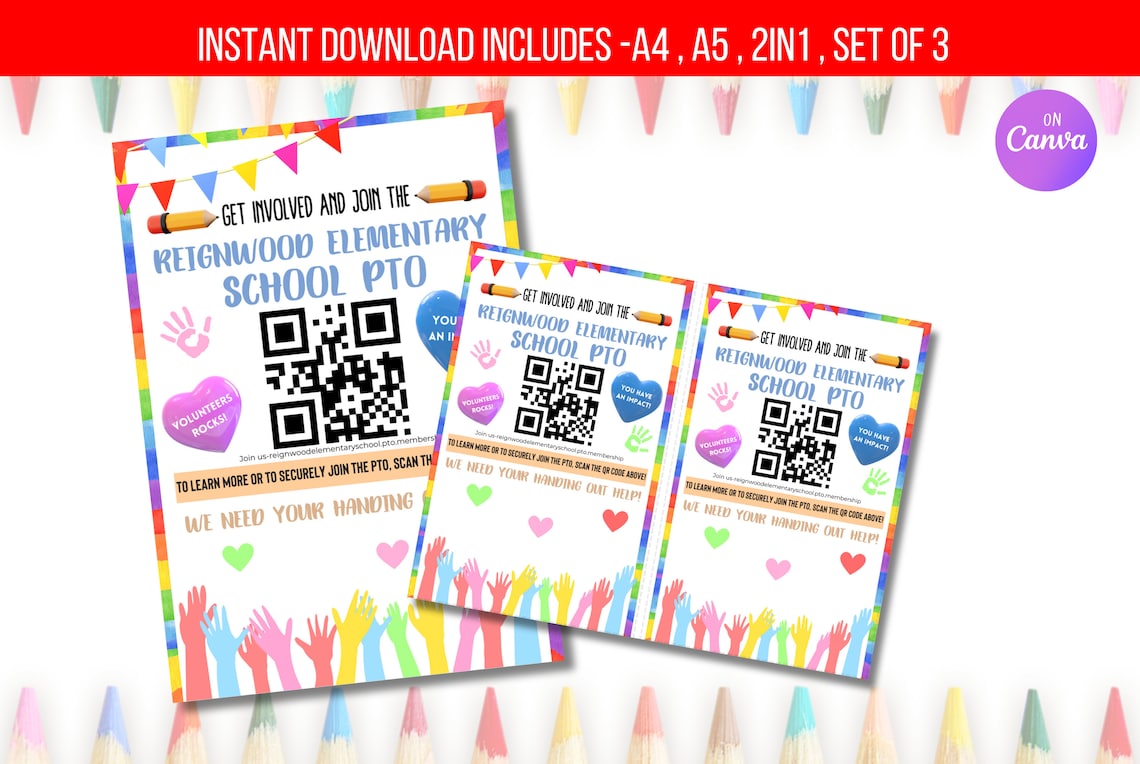 EDITABLE School Pto PTA Recruitment Flyer W QR Code, Printable Handout ...