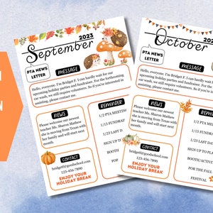 EDITABLE Monthly Newsletter Flyer Template, Classroom Printable Handout ...