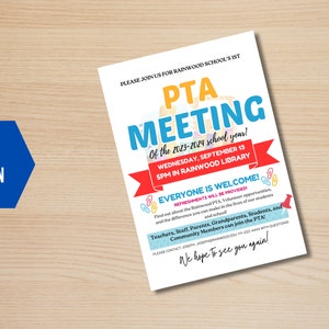 EDITABLE PTA Meeting Handout Flyer, School Information Meeting Flyer ...