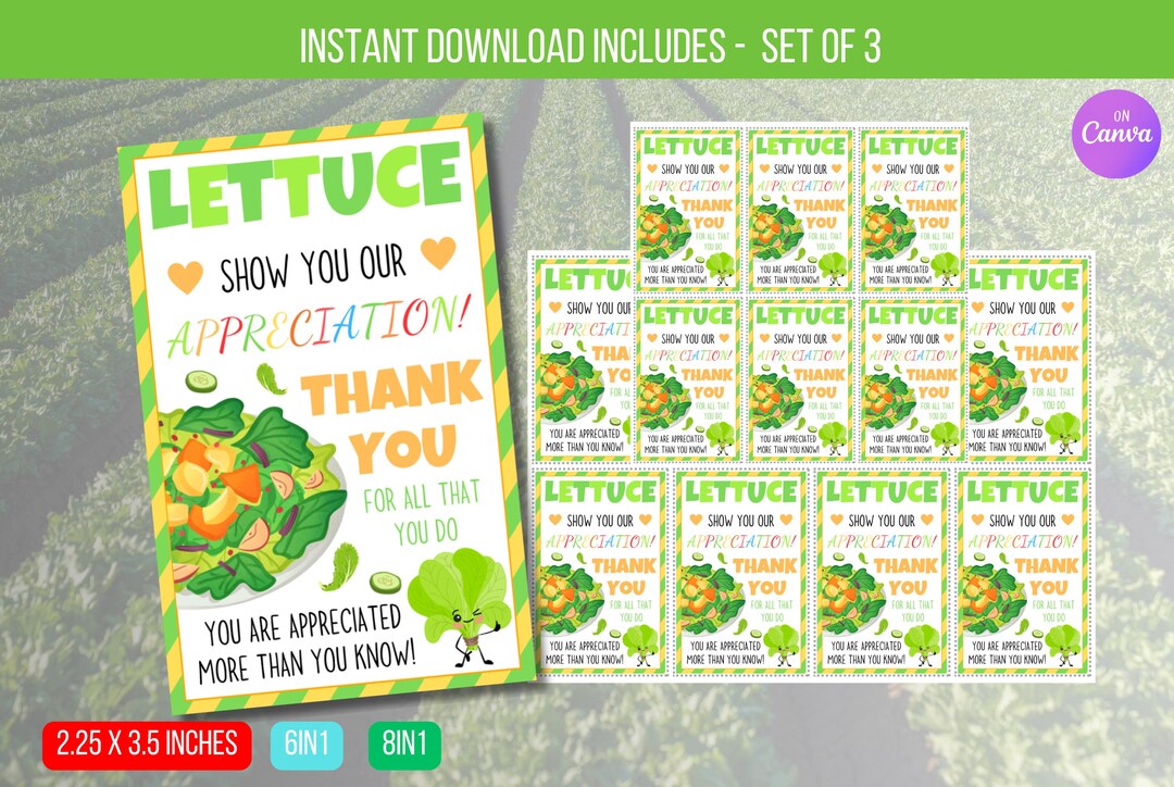 EDITABLE Lettuce Show You Our Thanks, Salad Bar Appreciation Sign ...