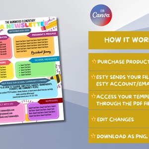 EDITABLE PTA Newsletter Template Flyer, School Information Planner ...