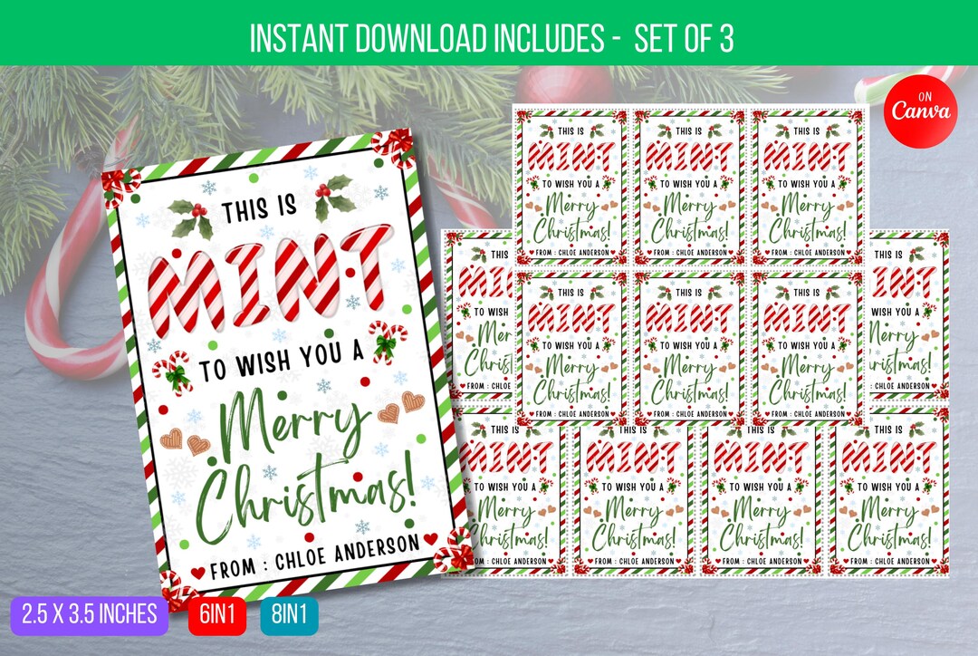 EDITABLE This is Mint to Wish You a Merry Christmas Tag, Mint Favor Tag ...