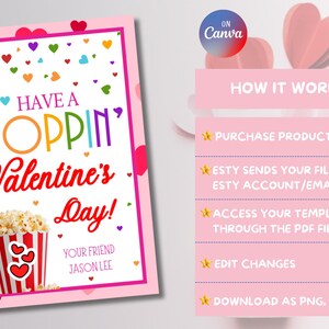 EDITABLE Popcorn Valentine's Day Tag, Have A POPPIN Valentine's Day ...