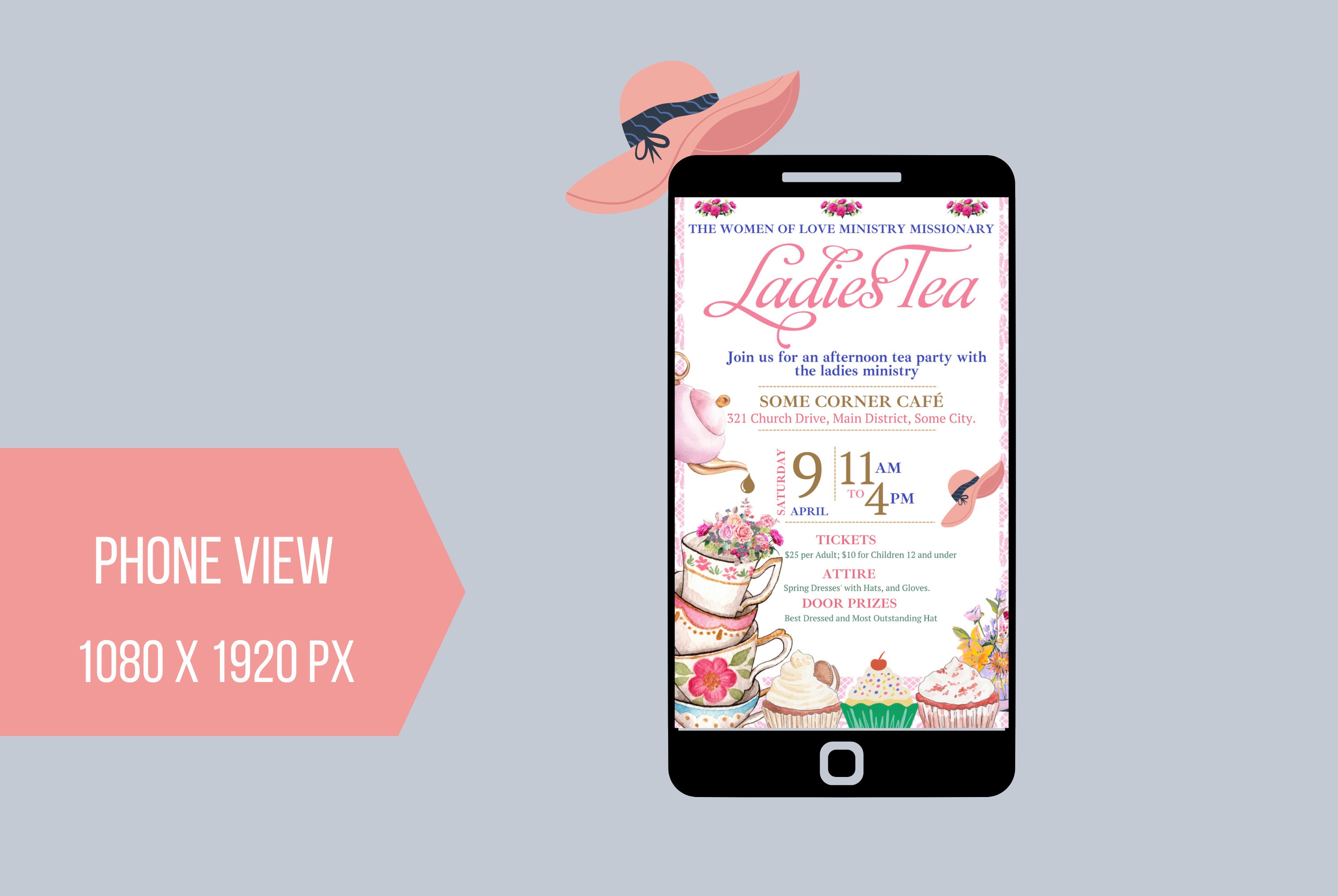 Ladies Tea Event Flyer Printable Pink and Gold Par-tea Invite - Etsy