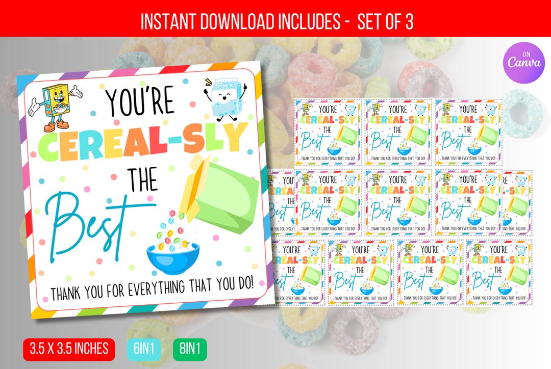 EDITABLE You Are Cereal-sly the Best Tag, Teacher Appreciation Cereal ...