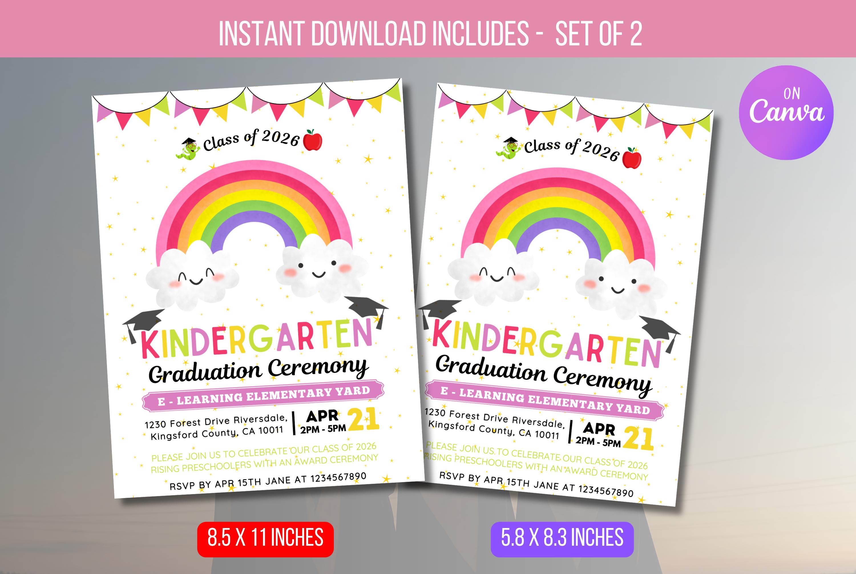 EDITABLE Kindergarten Graduation Invitation, Editable Kindergarten ...