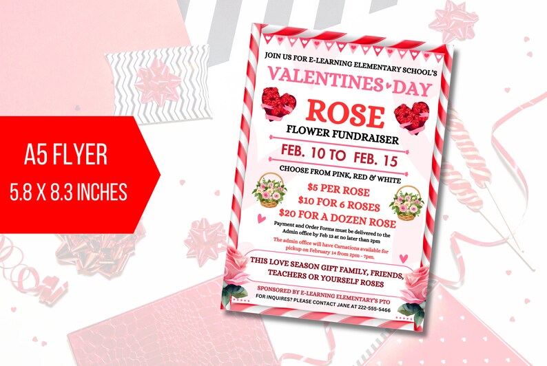 EDITABLE Valentines Day Carnation Flower Fundraiser Flyer, Fundraiser ...