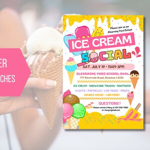EDITABLE Ice Cream Social Flyer, School Appreciation Week, Ice Cream ...