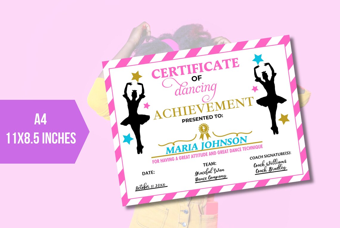 EDITABLE Ballet Certificate, Dancing Award, Dancer Certificate, Dance ...