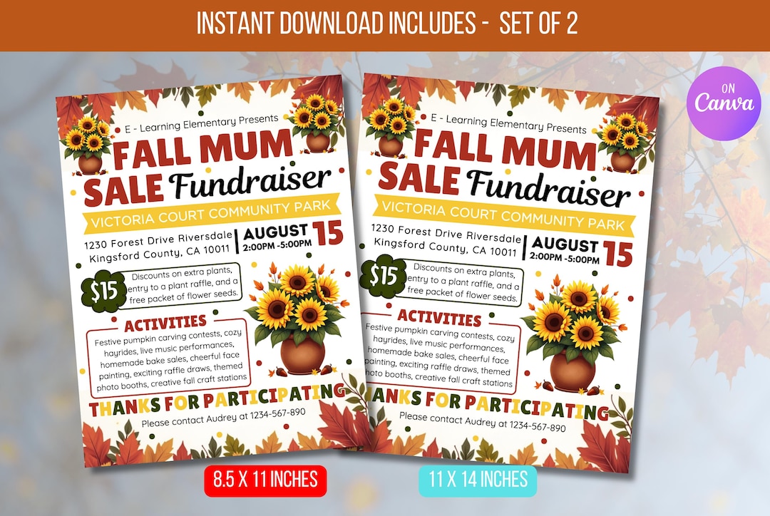 EDITABLE Fall Mum Sale Fundraiser, Fall Festival Fundraiser, Potted ...