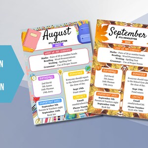 EDITABLE Monthly Newsletter Flyer Template, Classroom Printable Handout ...