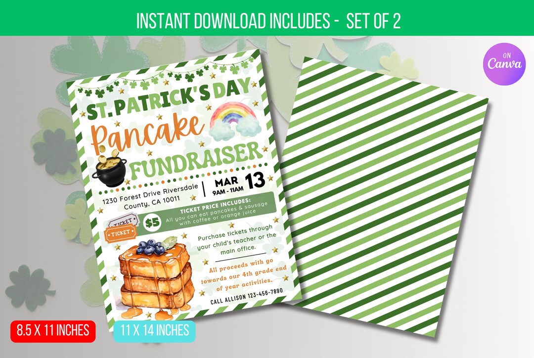 EDITABLE St Patricks Day Fundraiser Flyer Template, St Patrick's Day ...