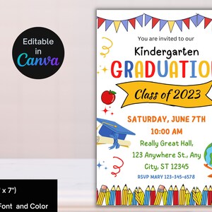 Kindergarten Graduation Invitation, Editable Kindergarten Graduation ...