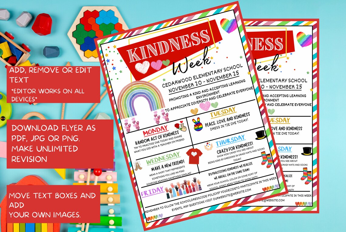 Kindness Week Itinerary Flyer Diversity Inclusion Printable - Etsy