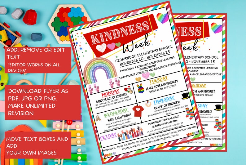 Kindness Week Itinerary Flyer Diversity Inclusion Printable - Etsy