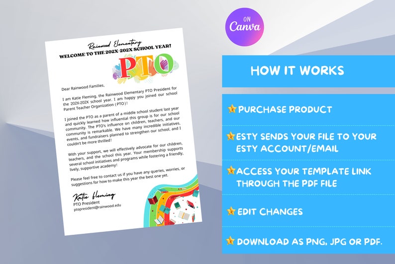 EDITABLE PTO President Letter Pto President Welcome Letter - Etsy