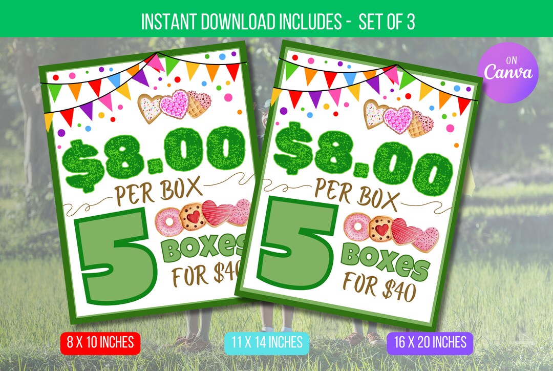EDITABLE Girl Scout Cookie Price Sign Poster, Cookie Menu Price List ...