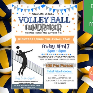 EDITABLE Volleyball Fundraiser Flyer Template, Charity Non Profit Event ...