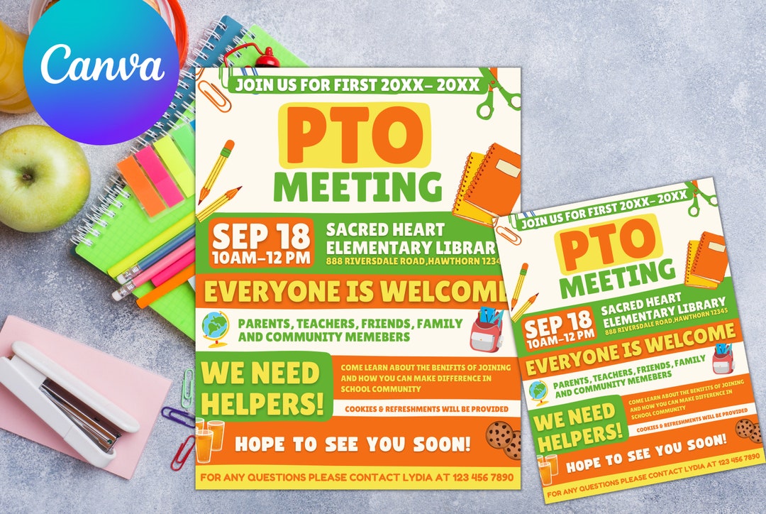EDITABLE PTO PTA Meeting Handout Flyer School Fundraiser - Etsy UK