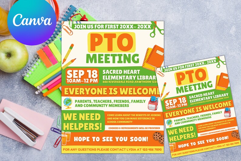 EDITABLE PTO PTA Meeting Handout Flyer School Fundraiser - Etsy