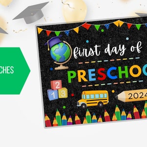 EDITABLE First Day of Preschool, First Day of School Chalkboard Sign ...