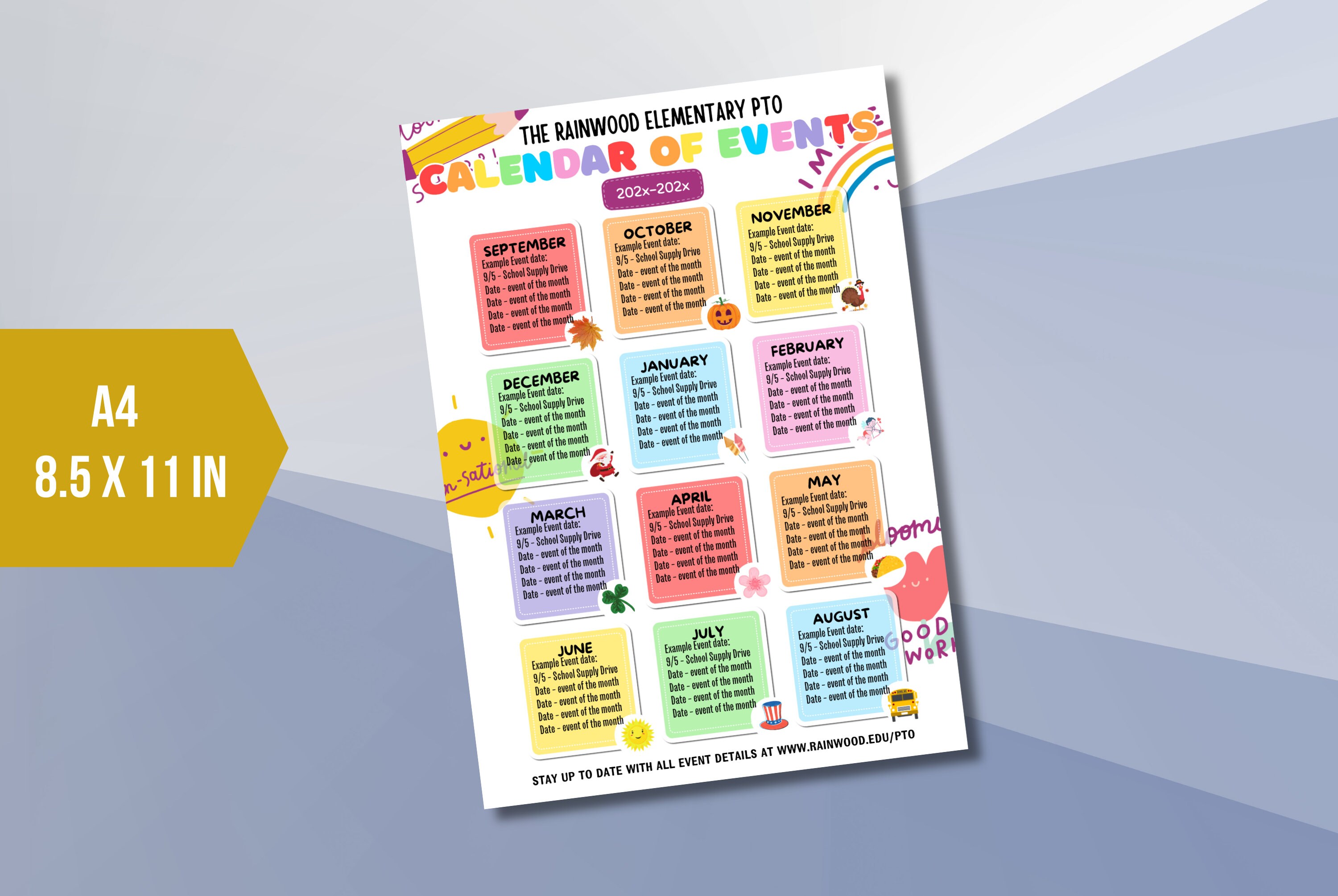 EDITABLE Monthly Event Calendar Flyer Template Year at a - Etsy